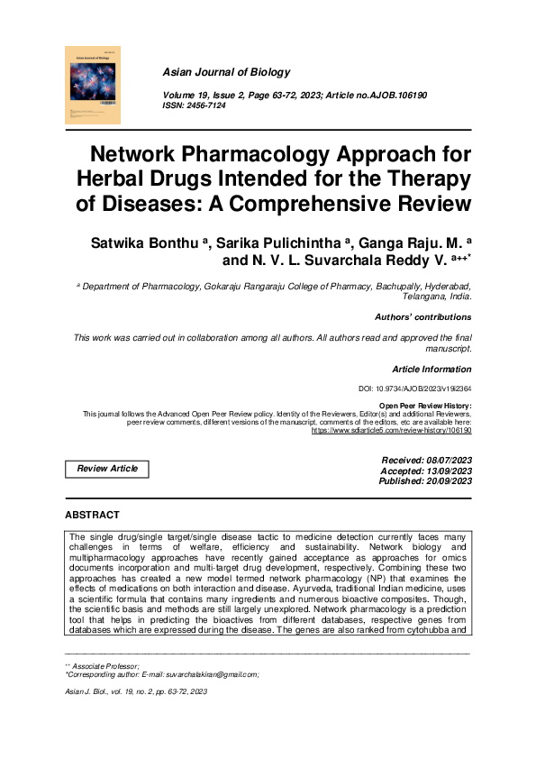 (PDF) Network Pharmacology Approach for Herbal Drugs Intended for the ...