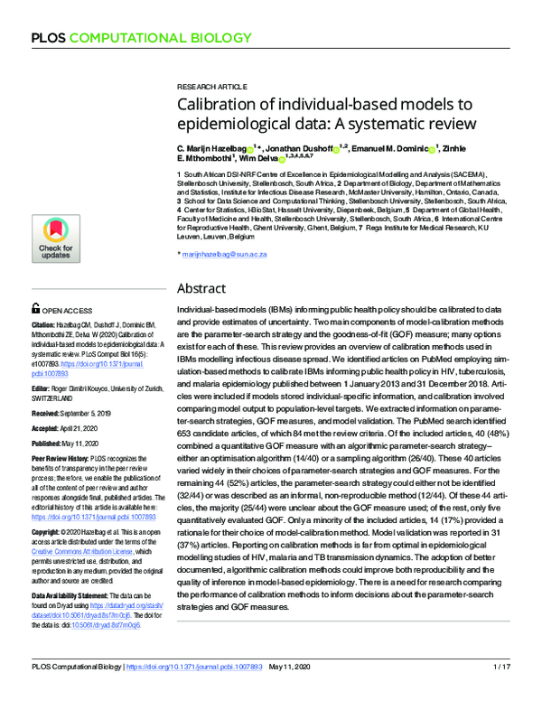 (PDF) Calibration of individual-based models to epidemiological data: A systematic review