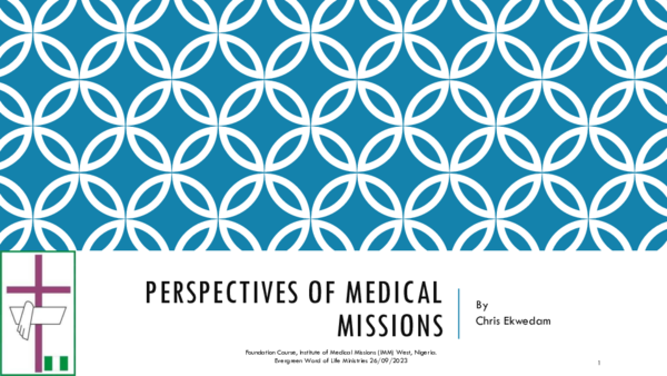 (PDF) PERSPECTIVES OF MEDICAL MISSIONS