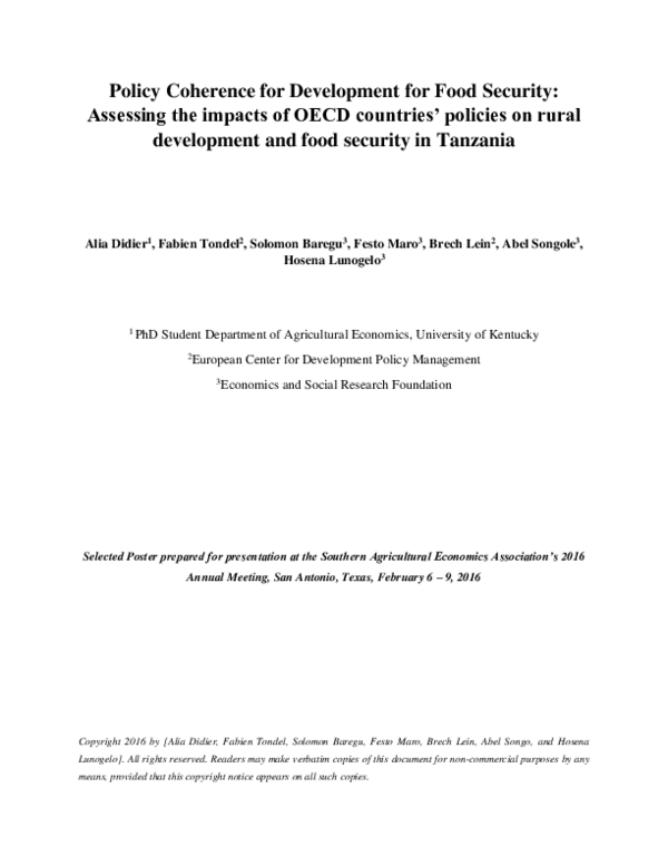 (PDF) Policy Coherence for Development: Assessing the impacts of OECD ...