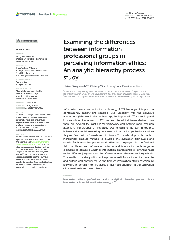 (PDF) Examining the differences between information professional groups in perceiving ...