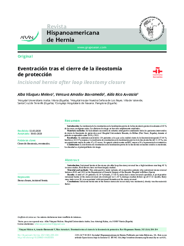 (PDF) Incisional hernia after loop ileostomy closure