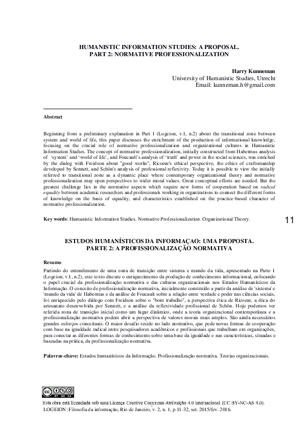 (PDF) Humanistic Information Studies: A Proposal. Part 2: Normative ...