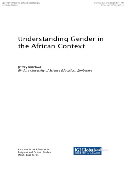 (PDF) UNDERSTANDING GENDER IN THE AFRICAN CONTEXT