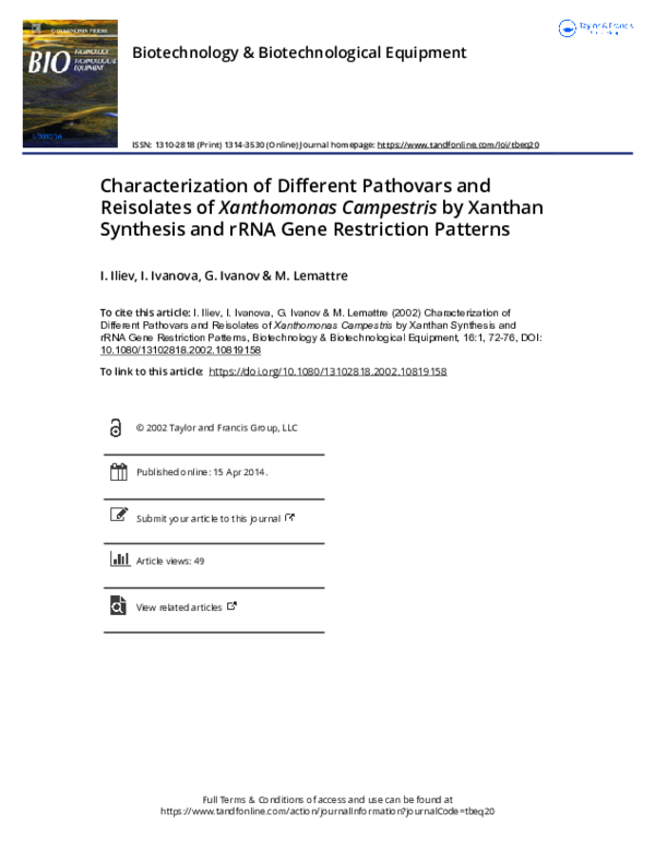 (PDF) Characterization of Different Pathovars and Reisolates of ...