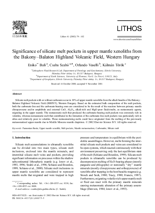 (PDF) Significance of silicate melt pockets in upper mantle xenoliths ...