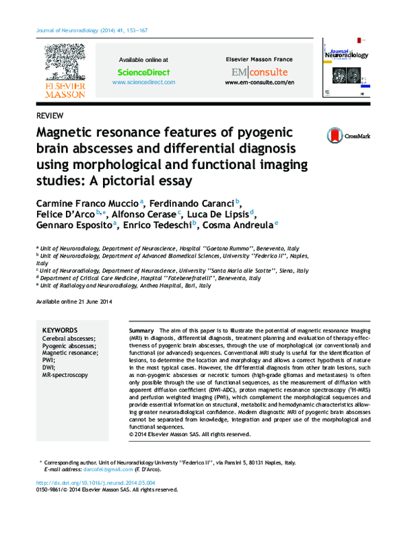 (PDF) Magnetic resonance features of pyogenic brain abscesses and ...