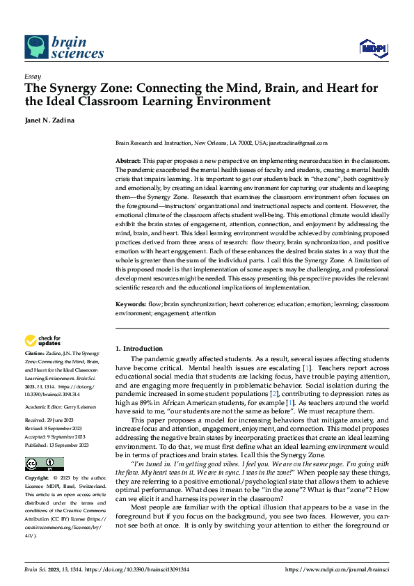 (PDF) The Synergy Zone: Connecting the Mind, Brain, and Heart for the ...