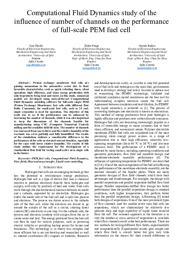 (PDF) Computational Fluid Dynamics study of the influence of number of channels on the ...
