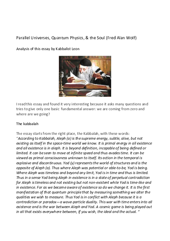 (PDF) Parallel Universes, Quantum Physics, & the Soul (Fred Alan Wolf