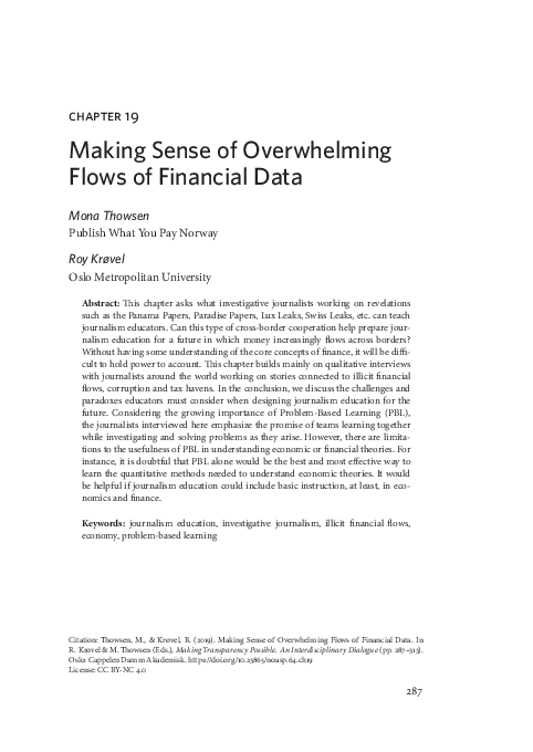 (PDF) Making Sense of Overwhelming Flows of Financial Data