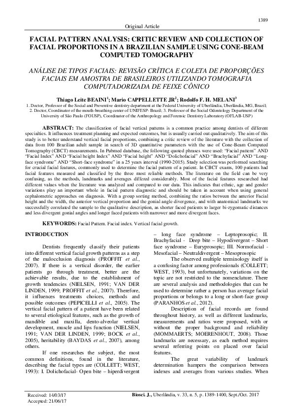 (PDF) Facial pattern analysis: critic review and collection of facial ...