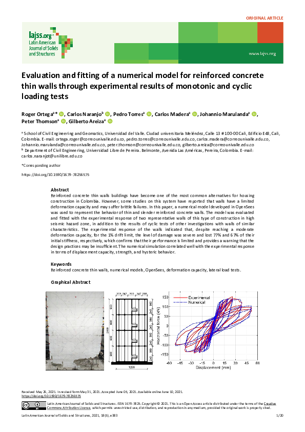 (PDF) Evaluation and fitting of a numerical model for reinforced concrete thin walls through ...