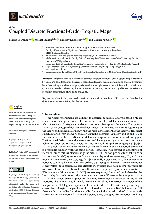 Pdf Coupled Discrete Fractional Order Logistic Maps