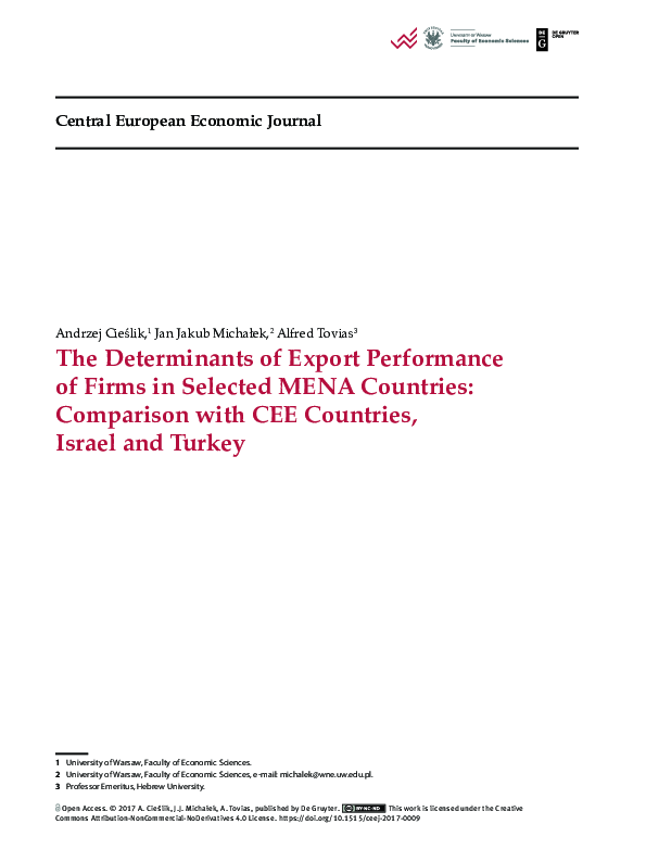 (PDF) The Determinants of Export Performance of Firms in Selected MENA ...