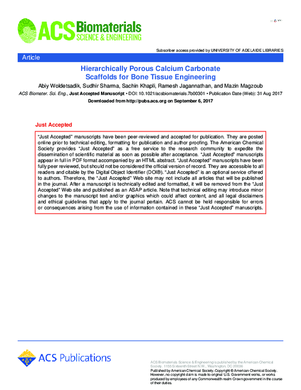 (PDF) Hierarchically Porous Calcium Carbonate Scaffolds for Bone Tissue ...