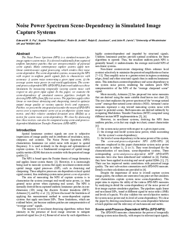 (PDF) Noise Power Spectrum Scene-Dependency in Simulated Image Capture Systems