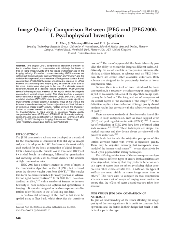 Pdf Image Quality Comparison Between Jpeg And Jpeg2000 Ii Scene Dependency Scene Analysis 7865
