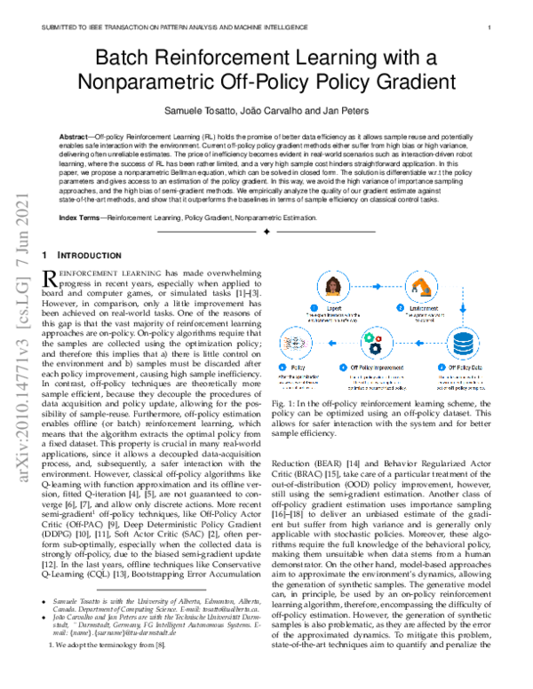 (PDF) Batch Reinforcement Learning with a Nonparametric Off-Policy Policy Gradient | Samuele ...