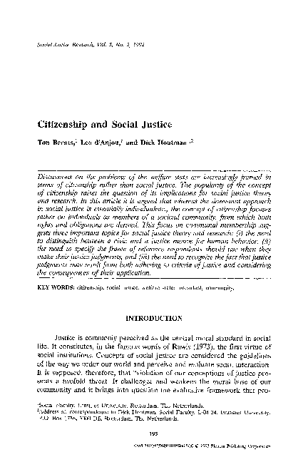 (PDF) Citizenship and social justice