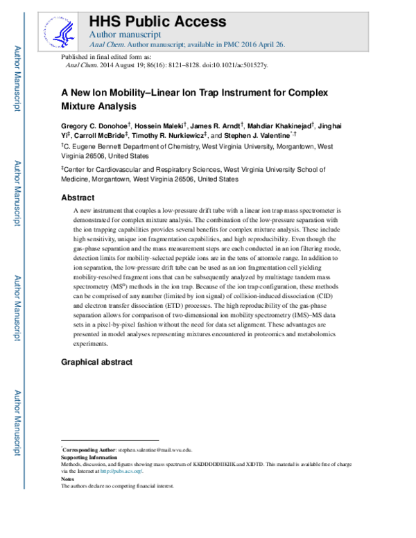 (PDF) A New Ion Mobility–Linear Ion Trap Instrument for Complex Mixture ...