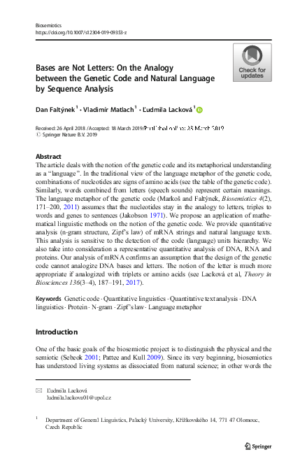 (PDF) Bases are Not Letters: On the Analogy between the Genetic Code ...