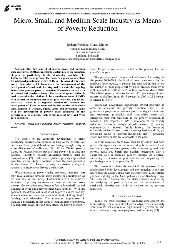 (PDF) Micro, Small, and Medium Scale Industry as Means of Poverty Reduction