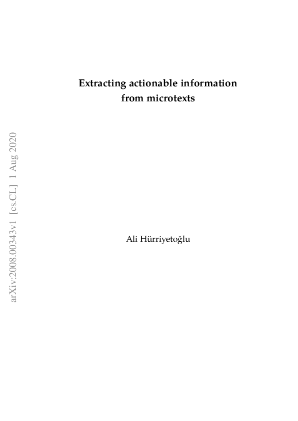 (PDF) Extracting Actionable Information from Microtexts