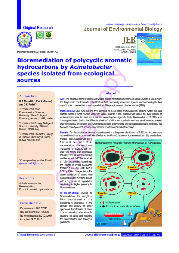 (PDF) Bioremediation of polycyclic aromatic hydrocarbons by Acinetobacter species isolated from ...