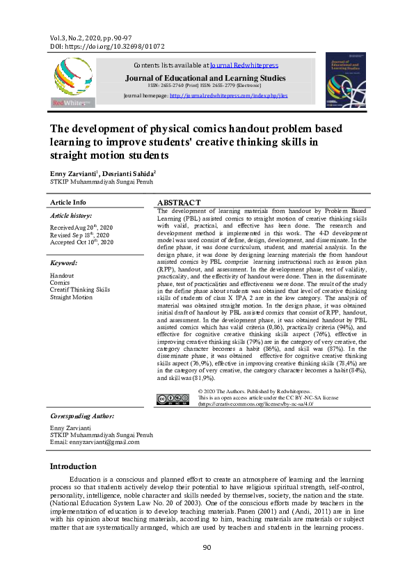 (PDF) The development of physical comics handout problem based learning ...