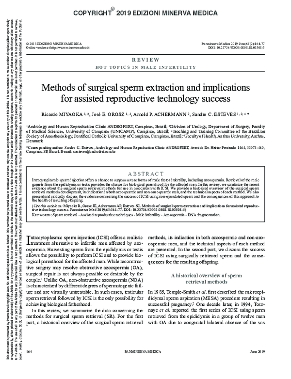 (PDF) Methods of surgical sperm extraction and implications for ...