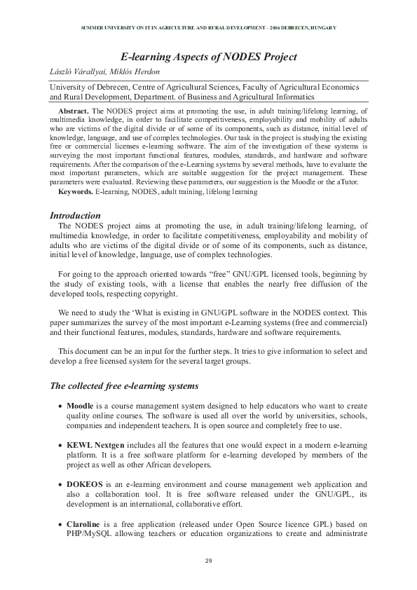 (PDF) E-learning Aspects of NODES Project