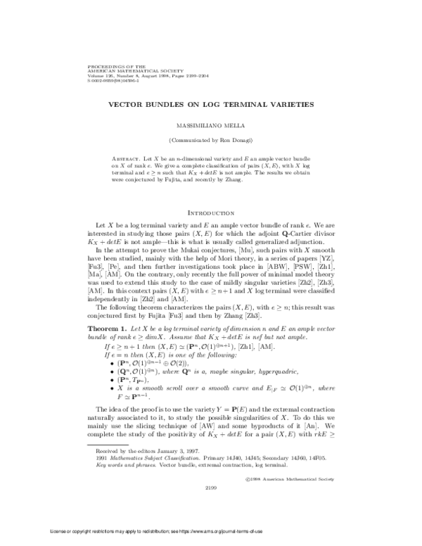 (PDF) Vector bundles on log terminal varieties