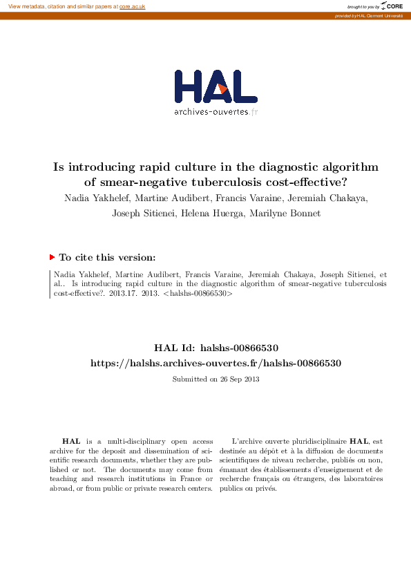 (PDF) Is introducing rapid culture in the diagnostic algorithm of smear ...