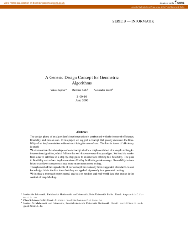 (PDF) A generic design concept for geometric algorithms