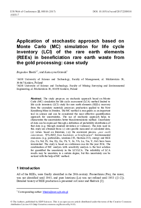 Pdf Application Of Stochastic Approach Based On Monte Carlo Mc