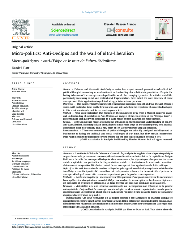 (PDF) Micro-politics: Anti-Oedipus and the wall of ultra-liberalism