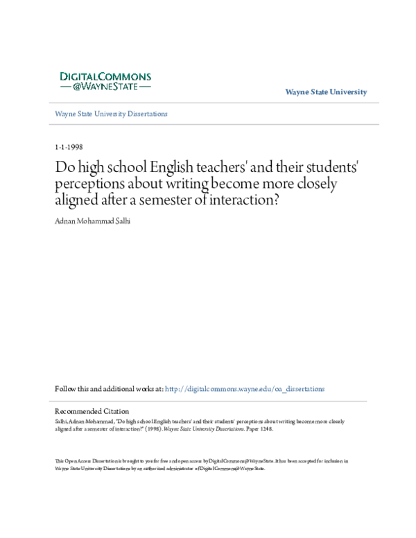 (PDF) Do high school English teachers' and their students' perceptions ...