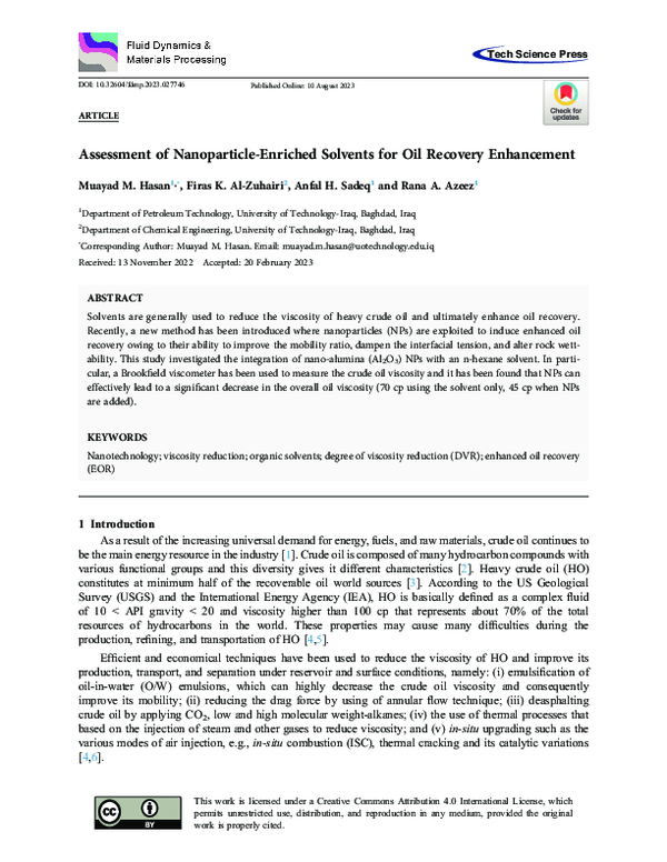 (PDF) Assessment of Nanoparticle-Enriched Solvents for Oil Recovery ...