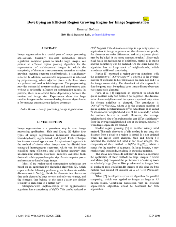 (PDF) Developing an Efficient Region Growing Engine for Image Segmentation