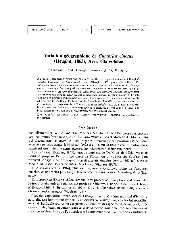 (PDF) Erard et al Cursorius cinctus