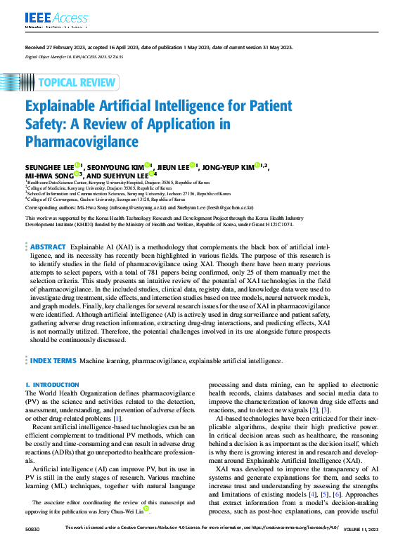 (PDF) Explainable Artificial Intelligence for Patient Safety: A Review ...