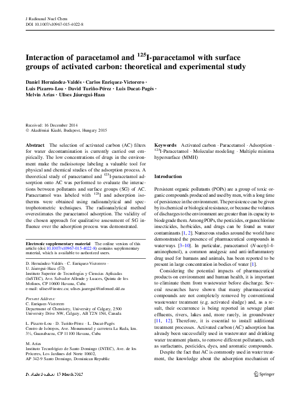 (PDF) Interaction of paracetamol and 125I-paracetamol with surface ...