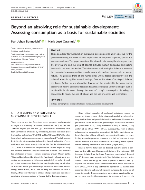(PDF) Beyond an absolving role for sustainable development: Assessing ...