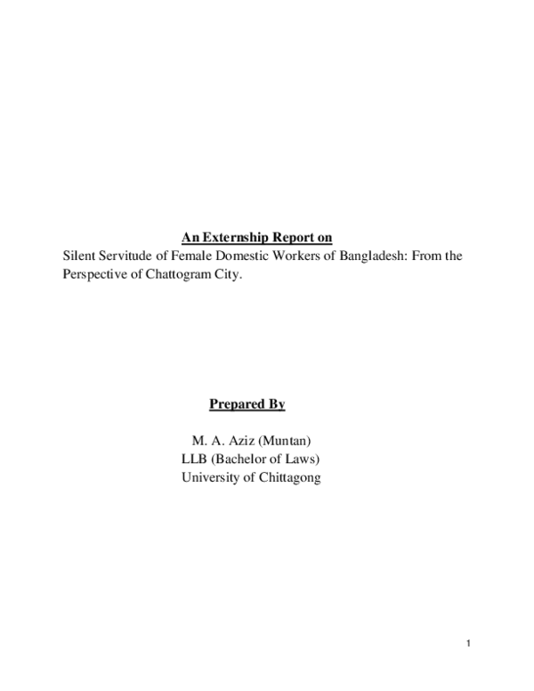 (PDF) An Externship Report on Silent Servitude of Female Domestic ...