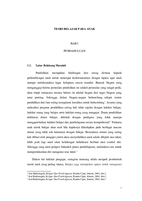 (DOC) TEORI BELAJAR PADA ANAK (DOC) TEORI BELAJAR PADA ANAK
