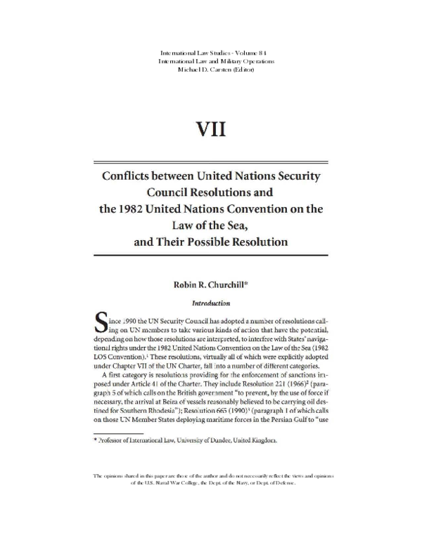 (PDF) Conflicts between United Nations Security Council Resolutions and ...
