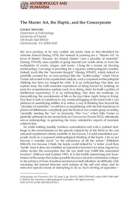 (PDF) The Master Art, the Haptic, and the Concorporate