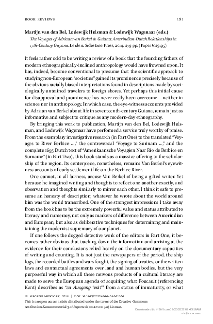 (PDF) The Voyages of Adriaan van Berkel to Guiana: Amerindian-Dutch ...
