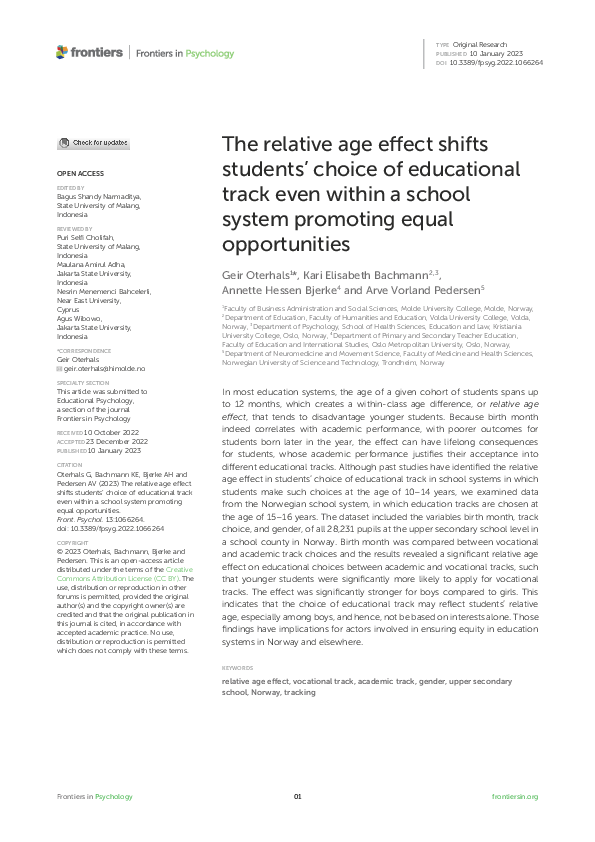(PDF) The relative age effect shifts students’ choice of educational ...